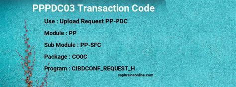PPPDC SAP Tcode For Upload Request PP PDC