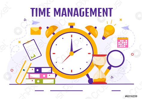 Time Management Vector Illustration With Clock Controls And Tasks