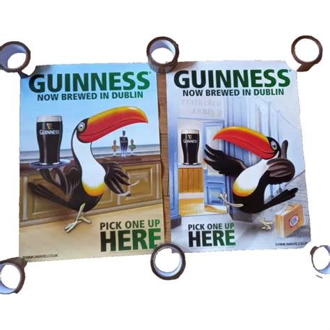 Two Guinness Posters Guinness Toucan Designex Pub Stock £2500