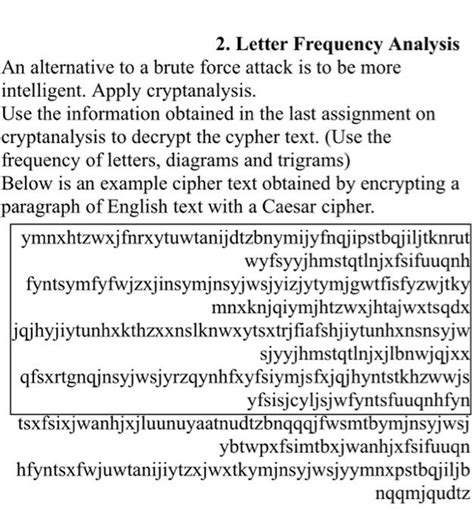 Solved 2 Letter Frequency Analysis An Alternative To A