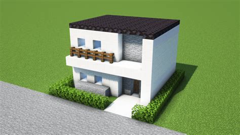 マイクラ建築：コンパクトでモダンな白と灰色のツートンカラーの家 10×10 No3｜souのマイクラログ