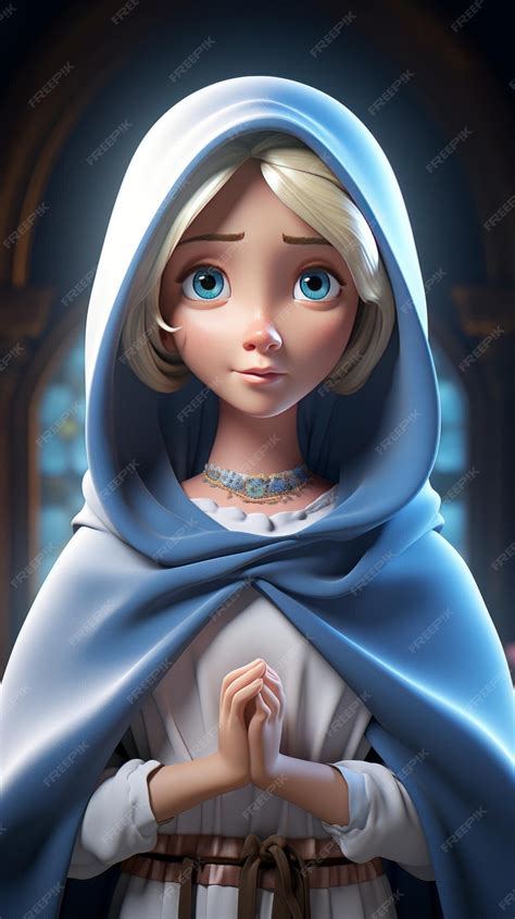 Premium Ai Image Cute Mother Mary In 3d Render