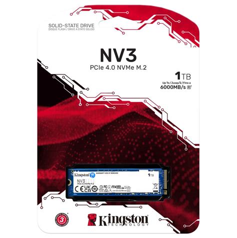 NVME 1TB KINGSTON NV3 M 2 2280 PCIE GEN 4X4 LEITURA 6000MB S