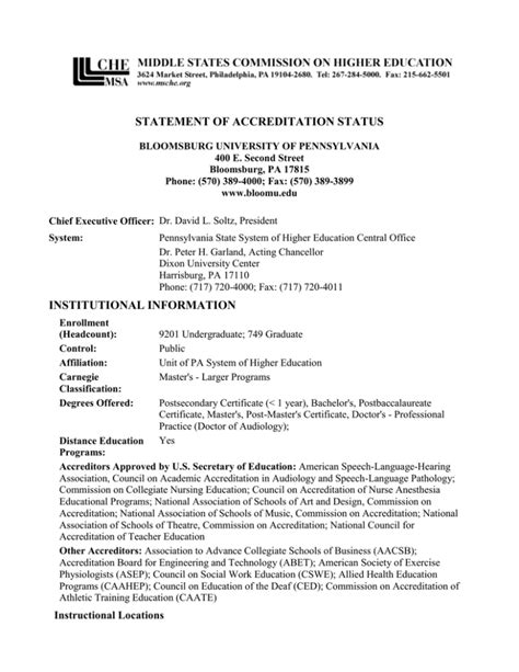 Statement Of Accreditation Status