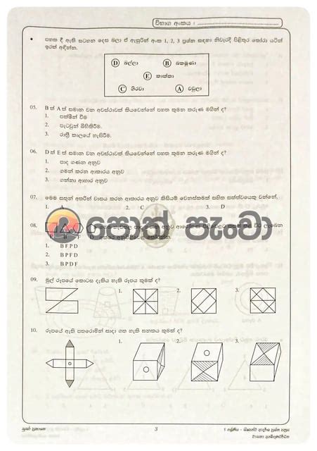 5 ශිෂ්‍යත්වය අනුමාන විශේෂ ප්‍රශ්න පත්‍ර කට්ටලය 5 Shishyathvaya