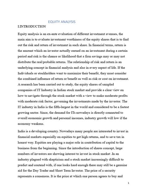 Equity Analysis Gst Pdf Stocks Investing