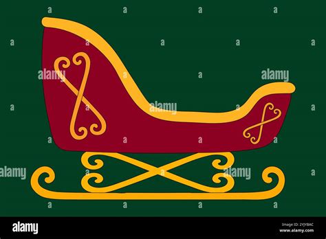 Red And Gold Santas Sleigh On A Green Background Perfect For Christmas