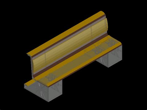 Banc En Béton Et Bois En 3d Dans Autocad Cad 23801 Kb Bibliocad