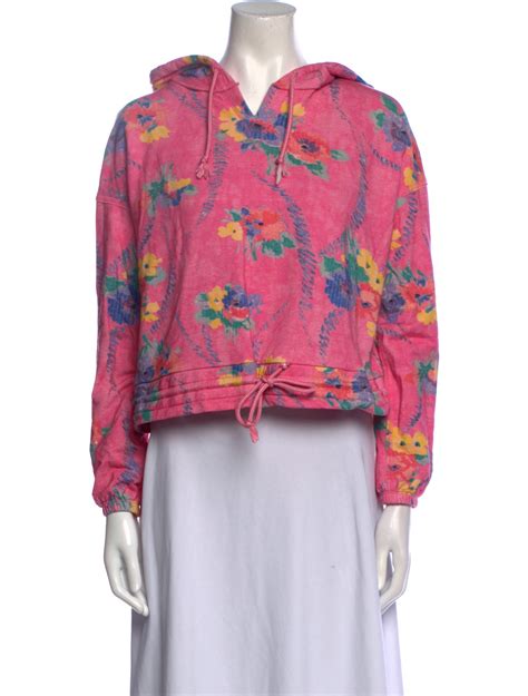 Loveshackfancy Floral Print V Neck Sweatshirt Pink Tops Clothing