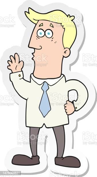 Autocollant Dun Homme Daffaires De Dessin Animé Vecteurs Libres De