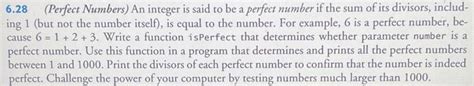 Solved 628 Perfect Numbers An Integer Is Said To Be A