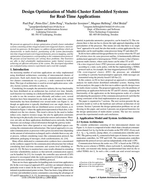 Pdf Design Optimization Of Multi Cluster Embedded Systems For Real Time Application