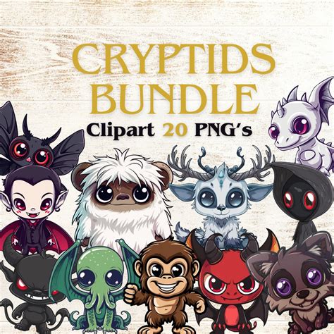 Cryptid Png Bundle Chibi Cute Cryptids Clipart Digital Download