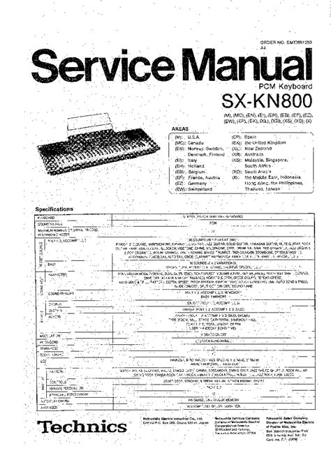 TECHNICS SX KN KEYBOARD Service Manual Free Download Schematics Eeprom Repair Info For