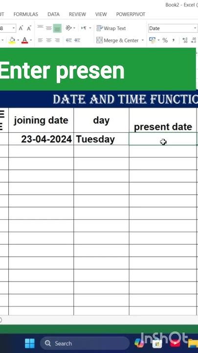 date and time functions advanced excel trick excel exceltips shorts