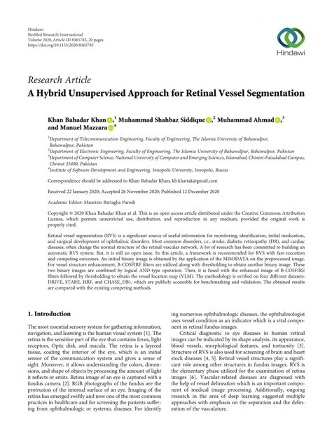 pdf a hybrid unsupervised approach for retinal vessel segmentation