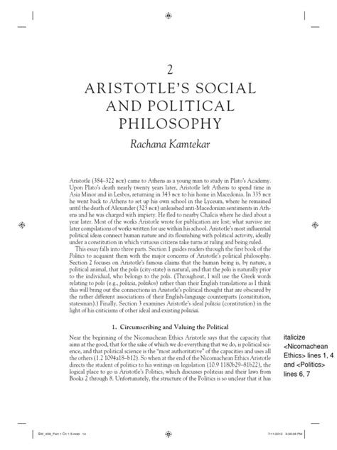 Aristotles Social And Political Philosop Pdf Aristotle Reason