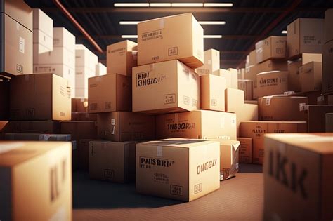 Premium Photo Ai Generated Illustration Stack Of Cardbord Boxes In