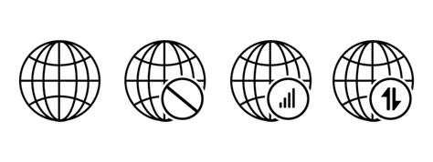 Globe Icon Set For An Internet Connection Network Status Indicator Ui