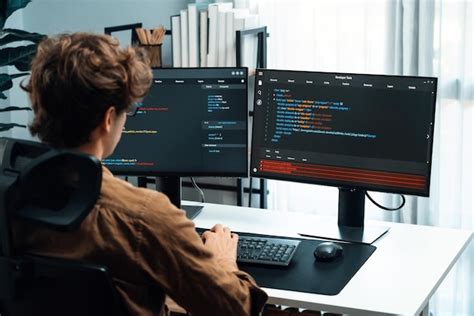 premium photo it developer working online software development coding