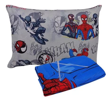 Jogo De Cama Homem Aranha Solteiro Spider Man Cinza 3 Peças Frete grátis