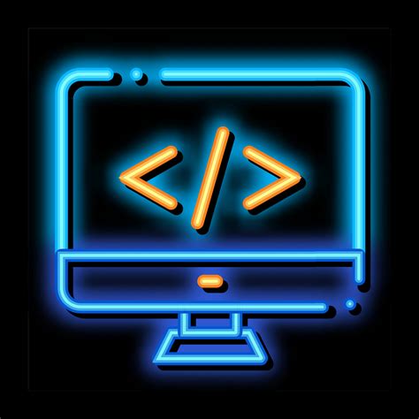 Coding Computer Monitor Neon Glow Icon Illustration 19478533 Vector Art