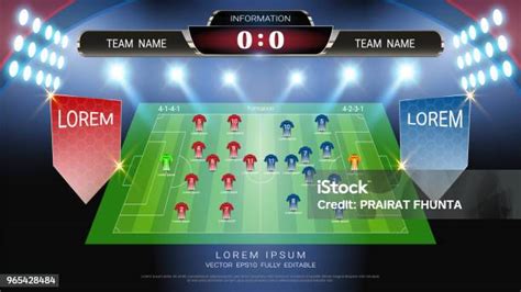 축구 축구 점수 스포츠 경기 집 대 멀리 글로벌 통계 방송 그래픽 템플릿 저지 유니폼 선수 점수 통계 샷 또는 게임 결과