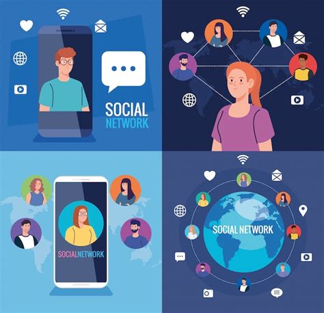 Coloque Carteles De Redes Sociales Personas Conectadas Digitalmente