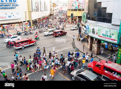Aerial View Of Pederstrians Crossing Colon Street Cebu City