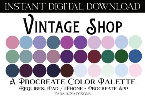 Vintage Shop Procreate Color Palette Swatches