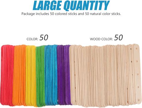 Magiclulu 100 Palitos De Madera Coloridos Para Helados Con Agujeros