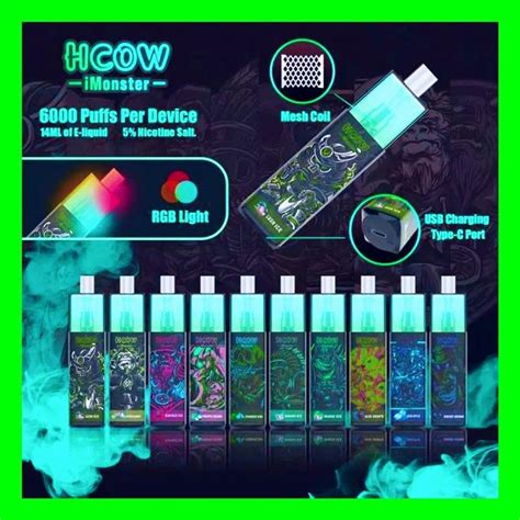 Original Hcow Imonster Disposable E Cigarettes Device Kit 6000 Puffs