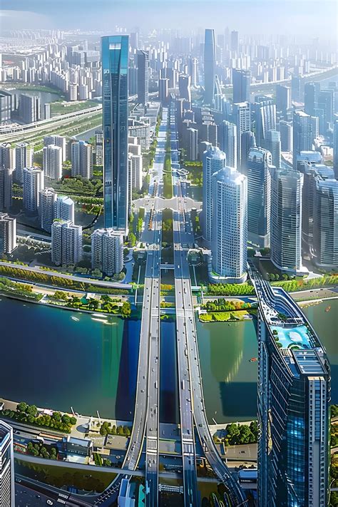 高速公路ai数字艺术 苏州3d渲染现代都市风光高楼大厦高速公路桥梁河流插画 Ai图片免费下载png格式2688像素编号71655776 千图网