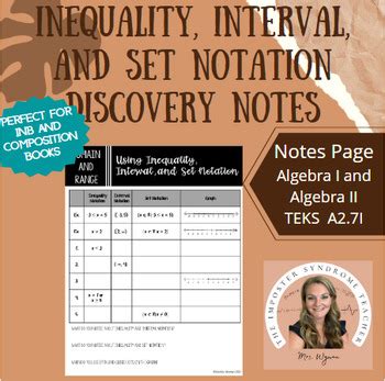 Inequality Interval And Set Notation Discovery Notes INB TPT