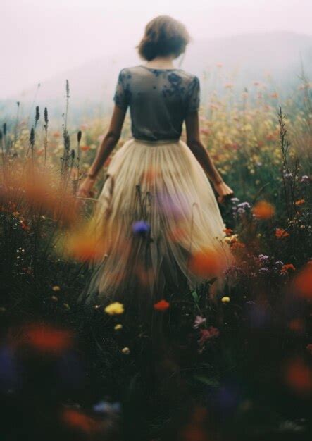 Laos Woman Field Dress Outdoors Premium Ai Generated Image