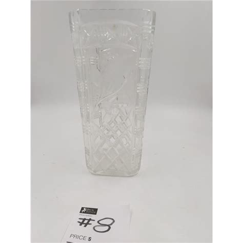 Beautiful Etched Glass Vase With Roses Beck Auctions Inc
