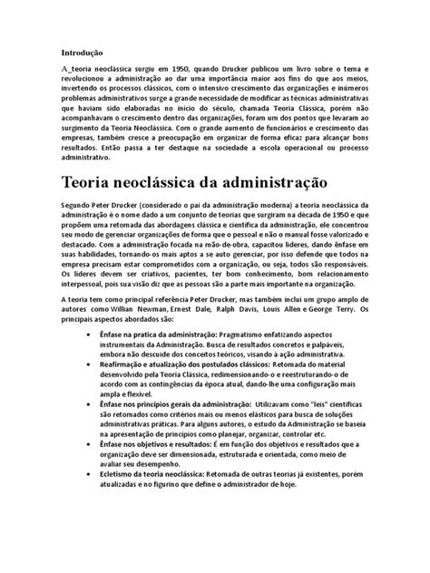 Teoria Neoclássica Da Administração Teoria Psicologia