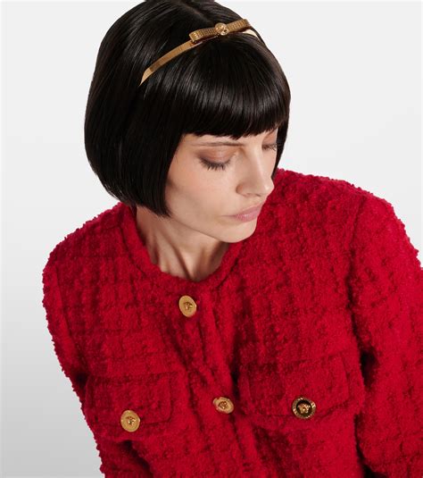 Medusa Bow Detail Headband In Gold Versace Mytheresa