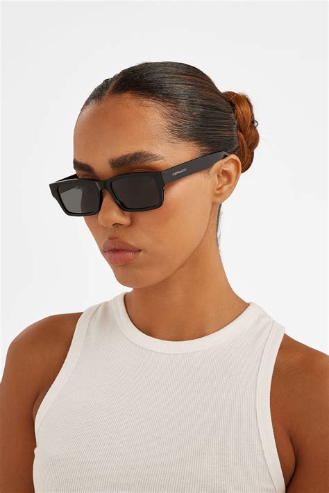 Rectangular Acetate Sunglasses Black Cernucci Us
