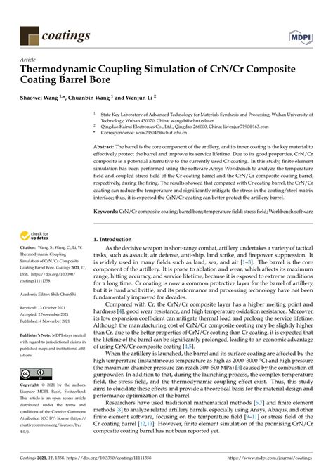 Pdf Thermodynamic Coupling Simulation Of Crn Cr Composite Coating