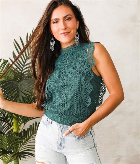 Willow And Root Crochet Lace Tank Top Womens Tank Tops In Kelly Green