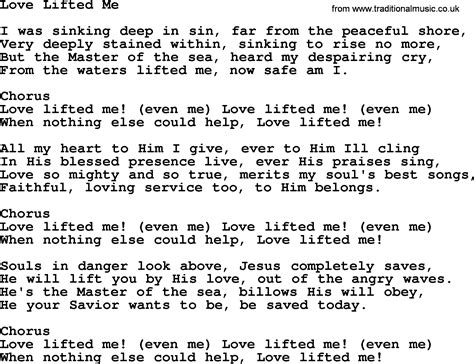 Baptist Hymnal Christian Song Love Lifted Me Lyrics With Pdf For Printing