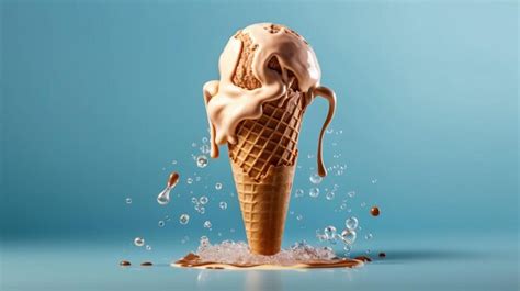 Premium Ai Image Generate Ai Melting Ice Cream Cone