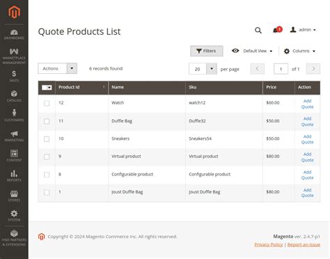Magento 2 Marketplace Quote System Quote Product