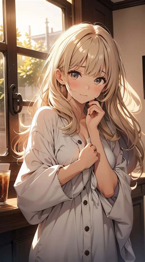 Download Blushing Anime Girlin Sunlight Wallpaper