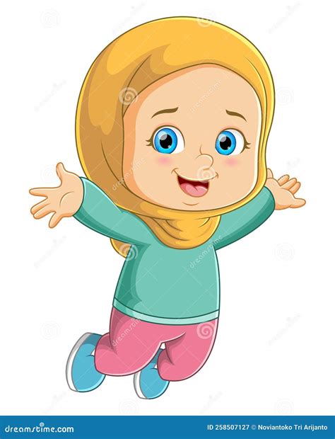 La Mignonne Fille Saute Avec L Expression Excit E Illustration De Vecteur Illustration Du Beau