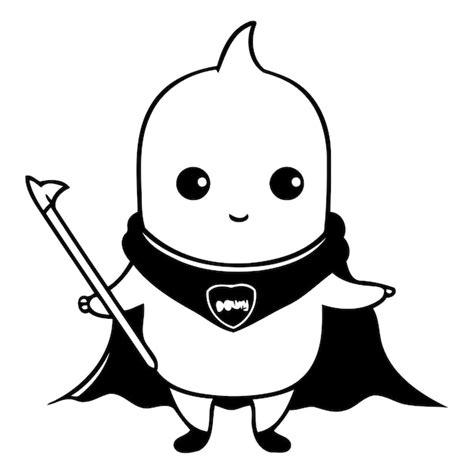Premium Vector Cute Ghost In Red Cloak With A Spear Vector Illustration