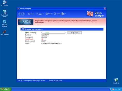 Virus Sweeper Removal Report