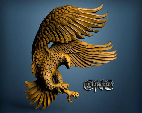 Eagle 3d Stl Model 0446 Cnc Planet Art