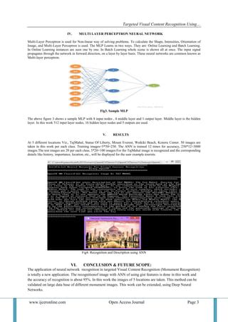 Targeted Visual Content Recognition Using Multi Layer Perceptron Neural